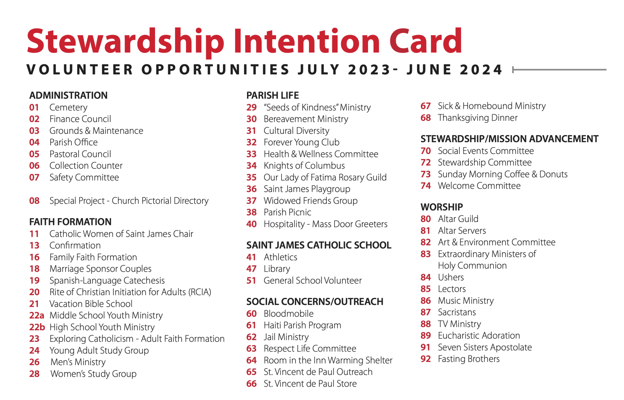 Intention Card – St. James